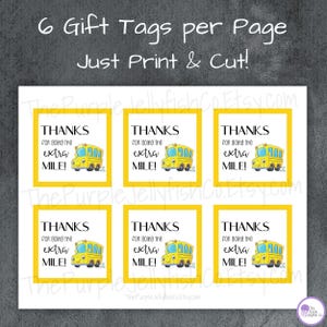 Bus Driver Appreciation Gift Tags, Printable Thank You Tags, School Bus ...