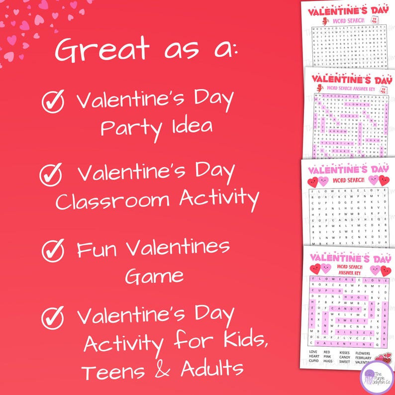 Valentines Day Word Search for Kids, Word Search Puzzle Valentines ...