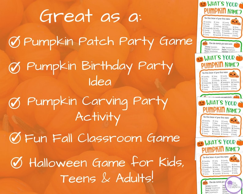 What's Your Pumpkin Name Game, Fall Activity for Kids, Pumpkin Patch ...