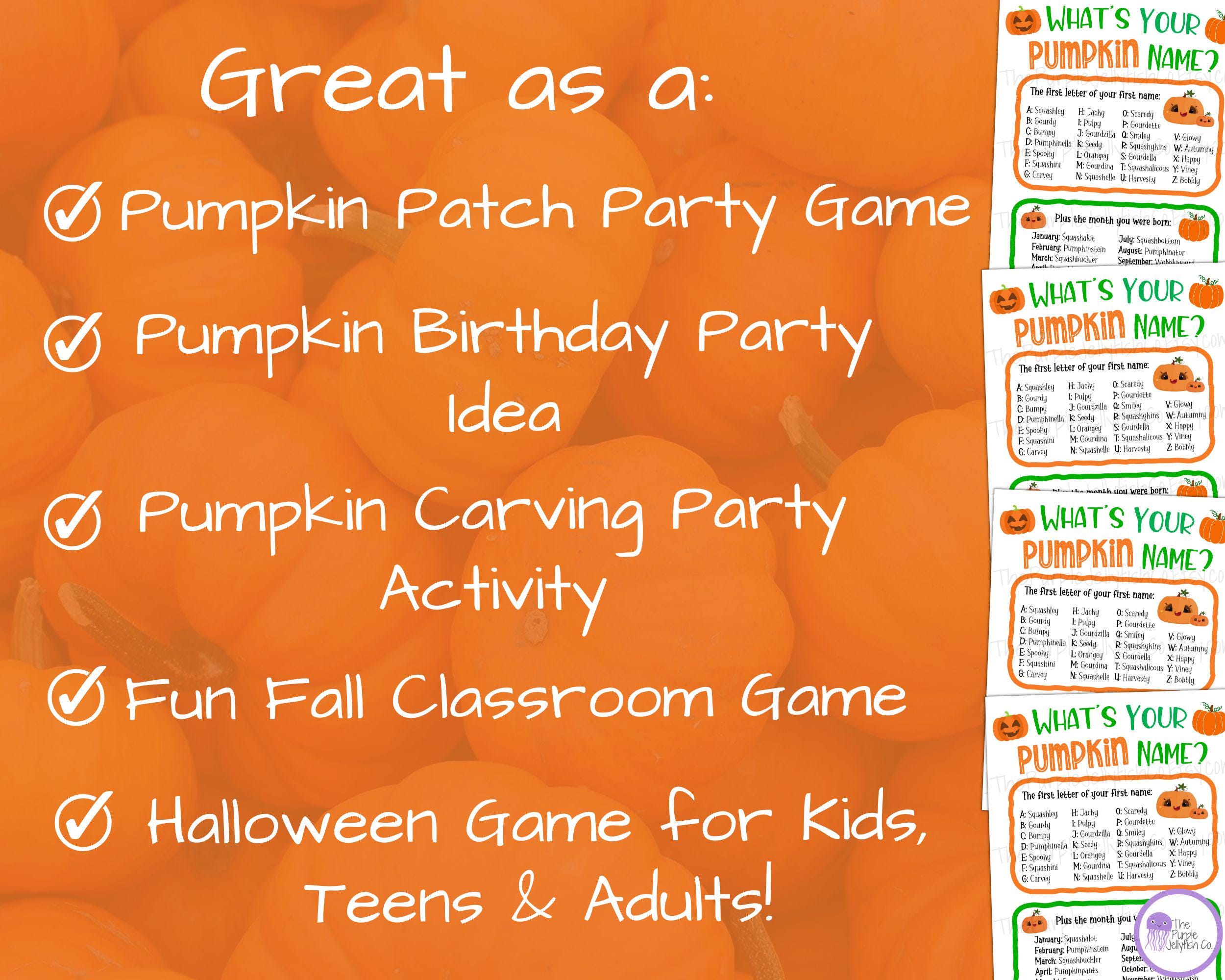 What's Your Pumpkin Name Game, Fall Activity for Kids, Pumpkin Patch ...