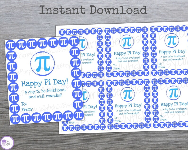 Pi Day Gift Tag, Printable Pi Day Card for Teachers, Pi Day Idea for ...