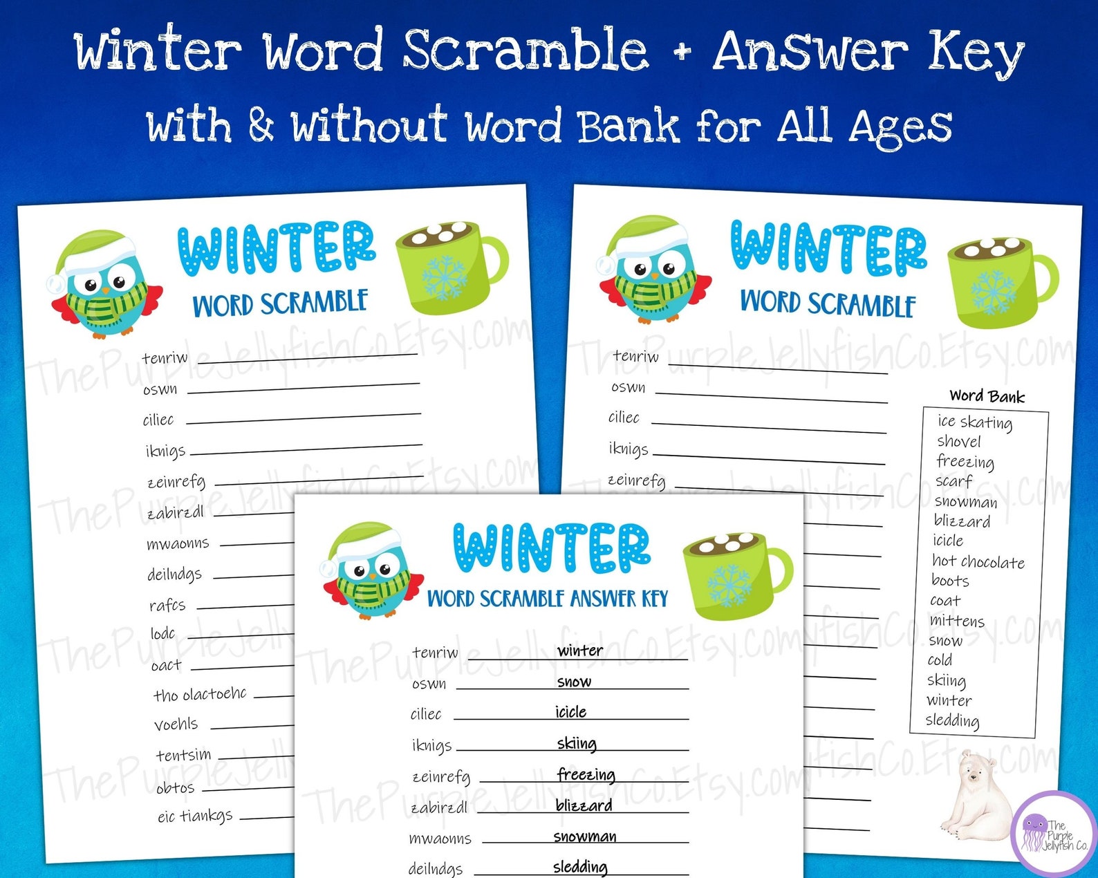 Winter Game Bundle, Printable Winter Activities for Kids, Holiday ...