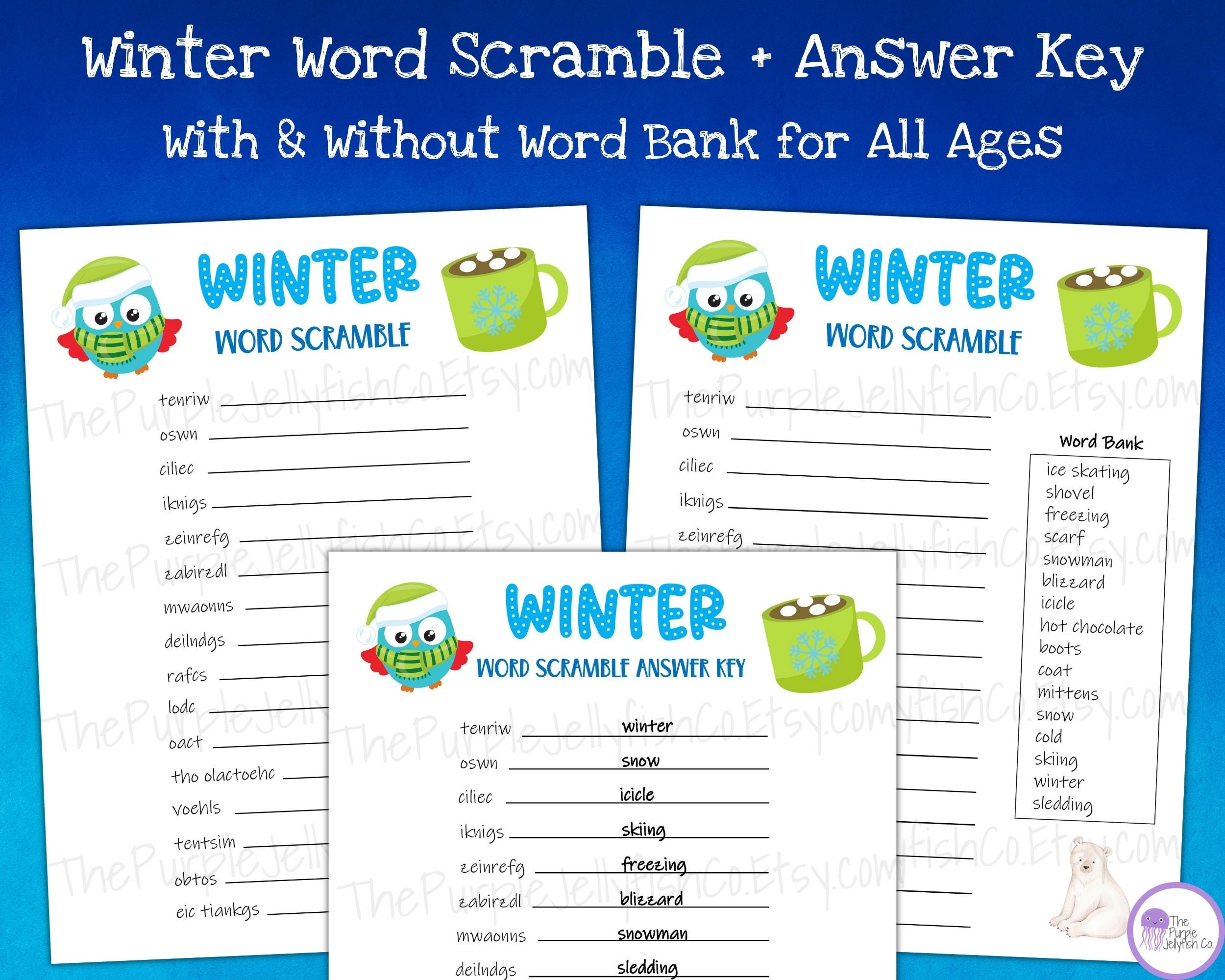 Winter Game Bundle, Printable Winter Activities for Kids, Holiday ...