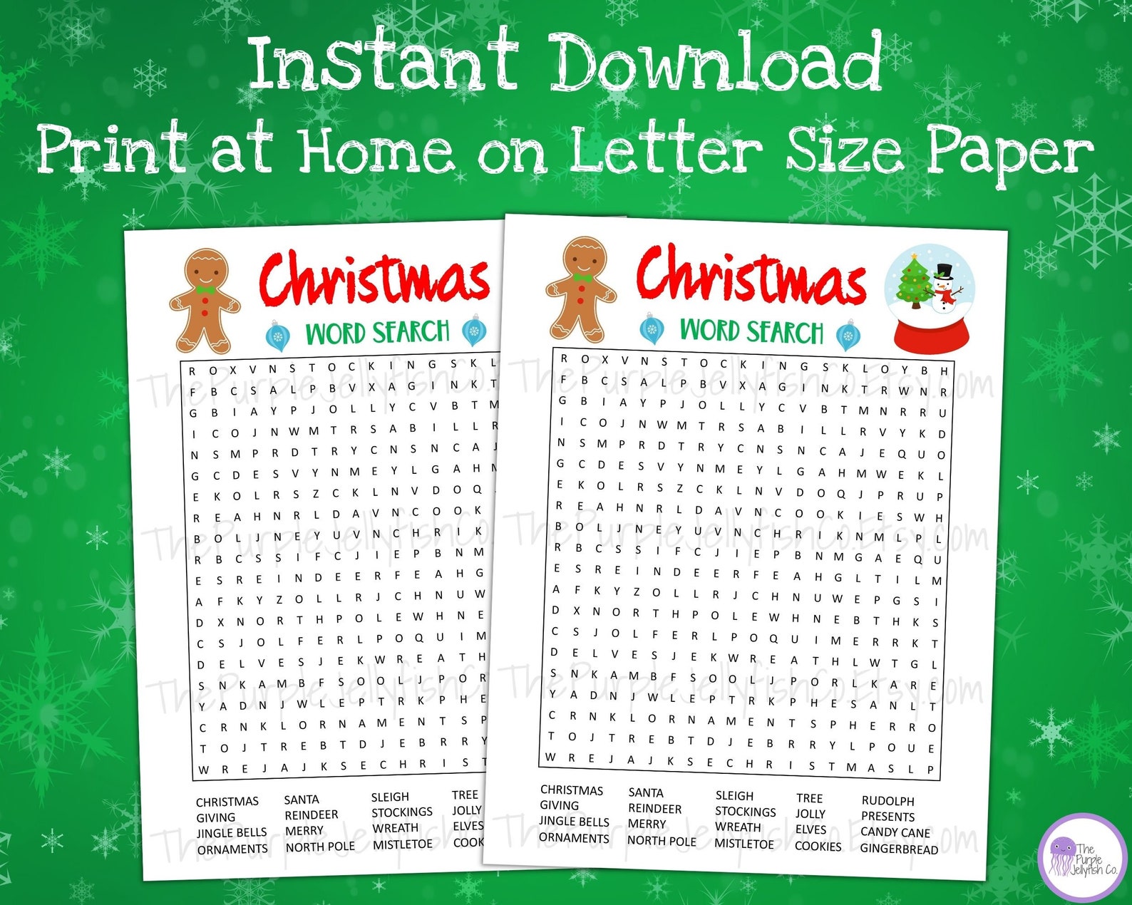 Christmas Word Search, Printable Christmas Game, Holiday Party Game ...