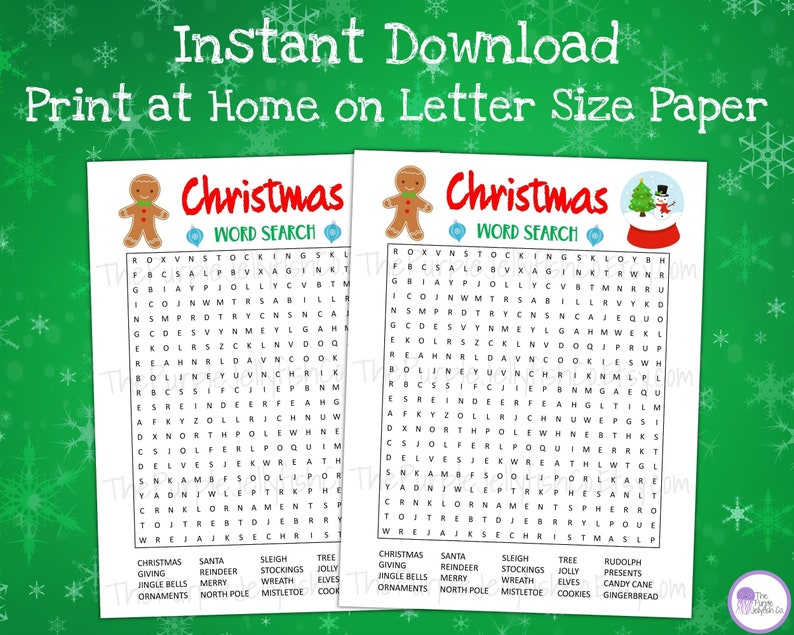 Christmas Word Search, Printable Christmas Game, Holiday Party Game ...