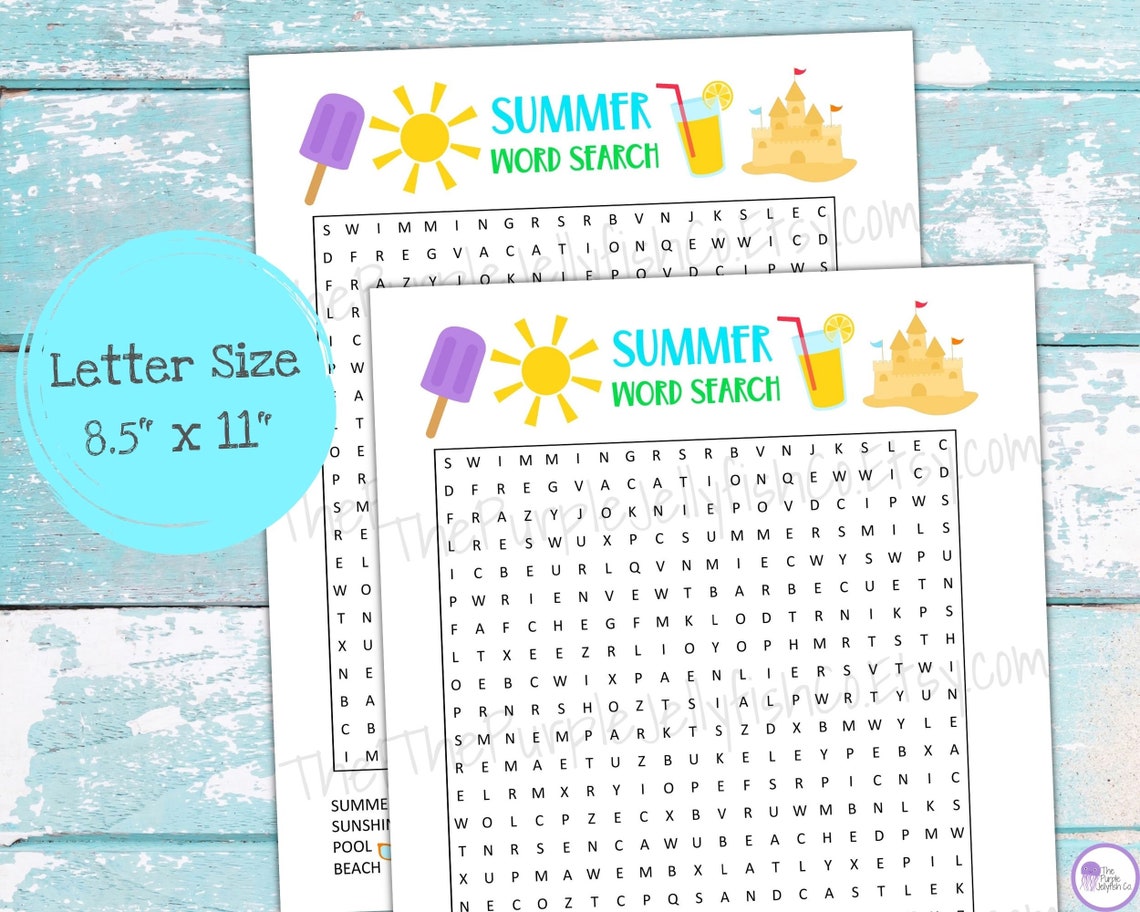 Summer Word Search Printable, Summer Activity for Kids and Adults, End ...