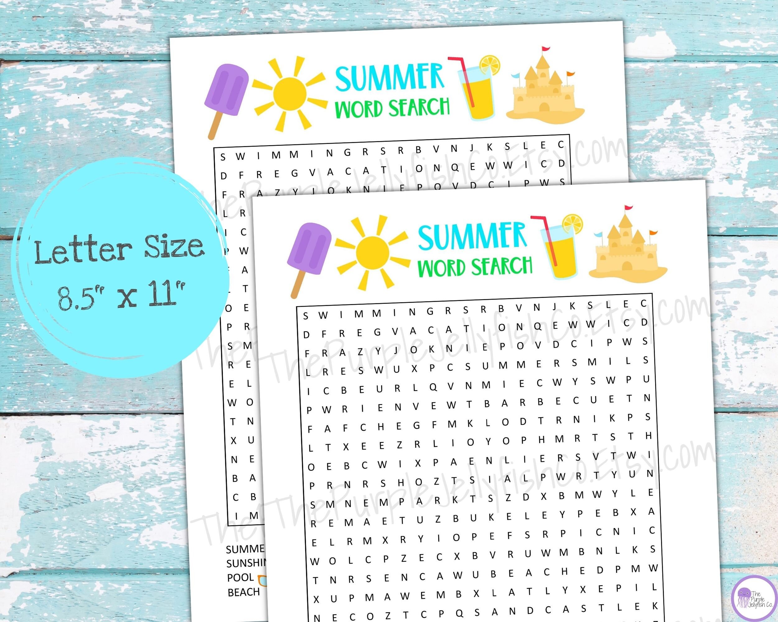 Summer Word Search Printable, Summer Activity for Kids and Adults, End ...