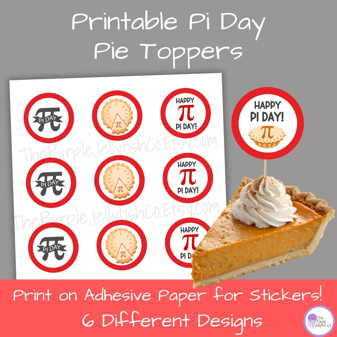 Pi Day Pie Toppers, Pi Day Math Sticker, Pi Day Party Favors, Happy Pi ...