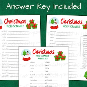 Christmas Word Scramble, Christmas Activity for Kids Printable ...