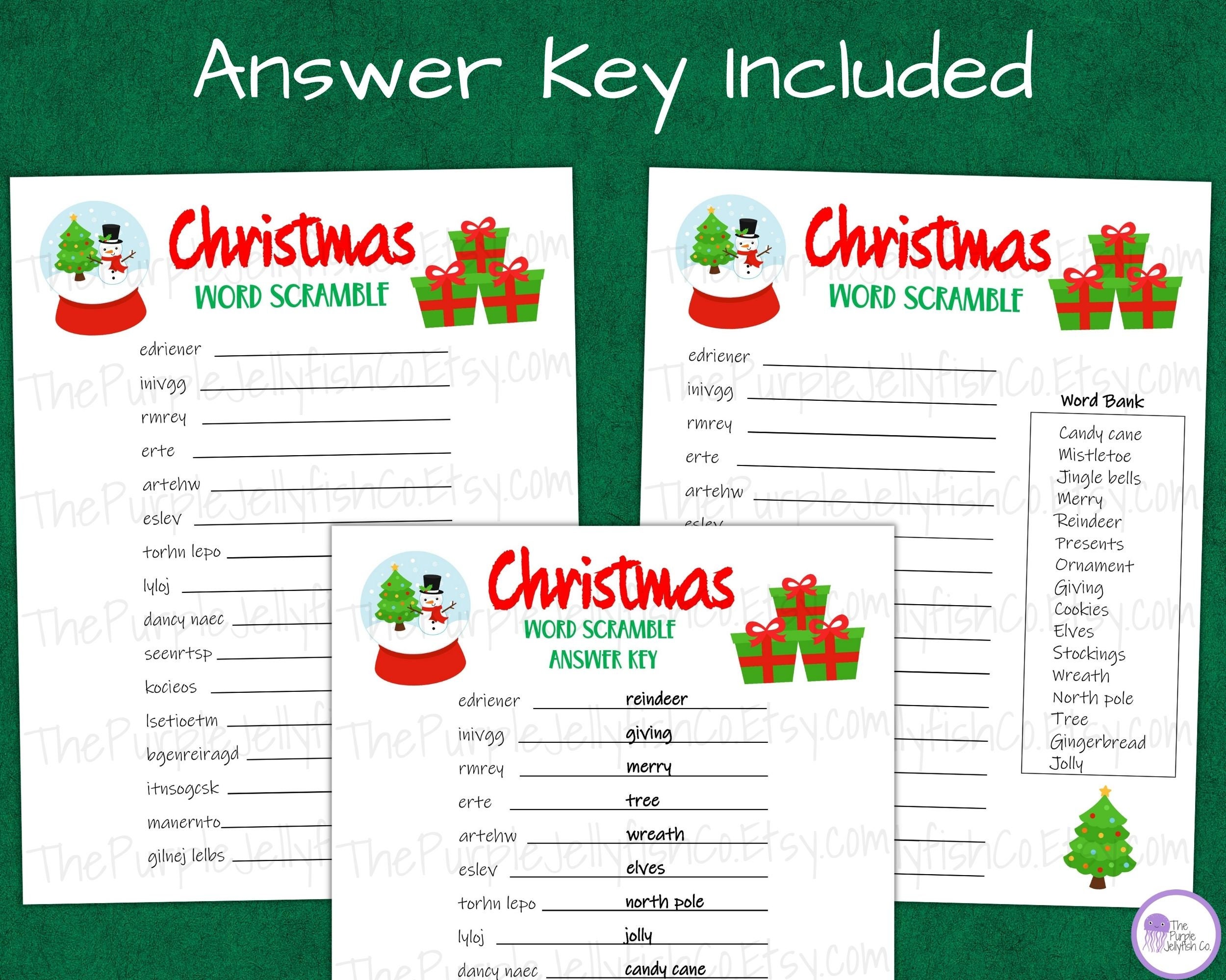 Christmas Word Scramble, Christmas Activity for Kids Printable ...