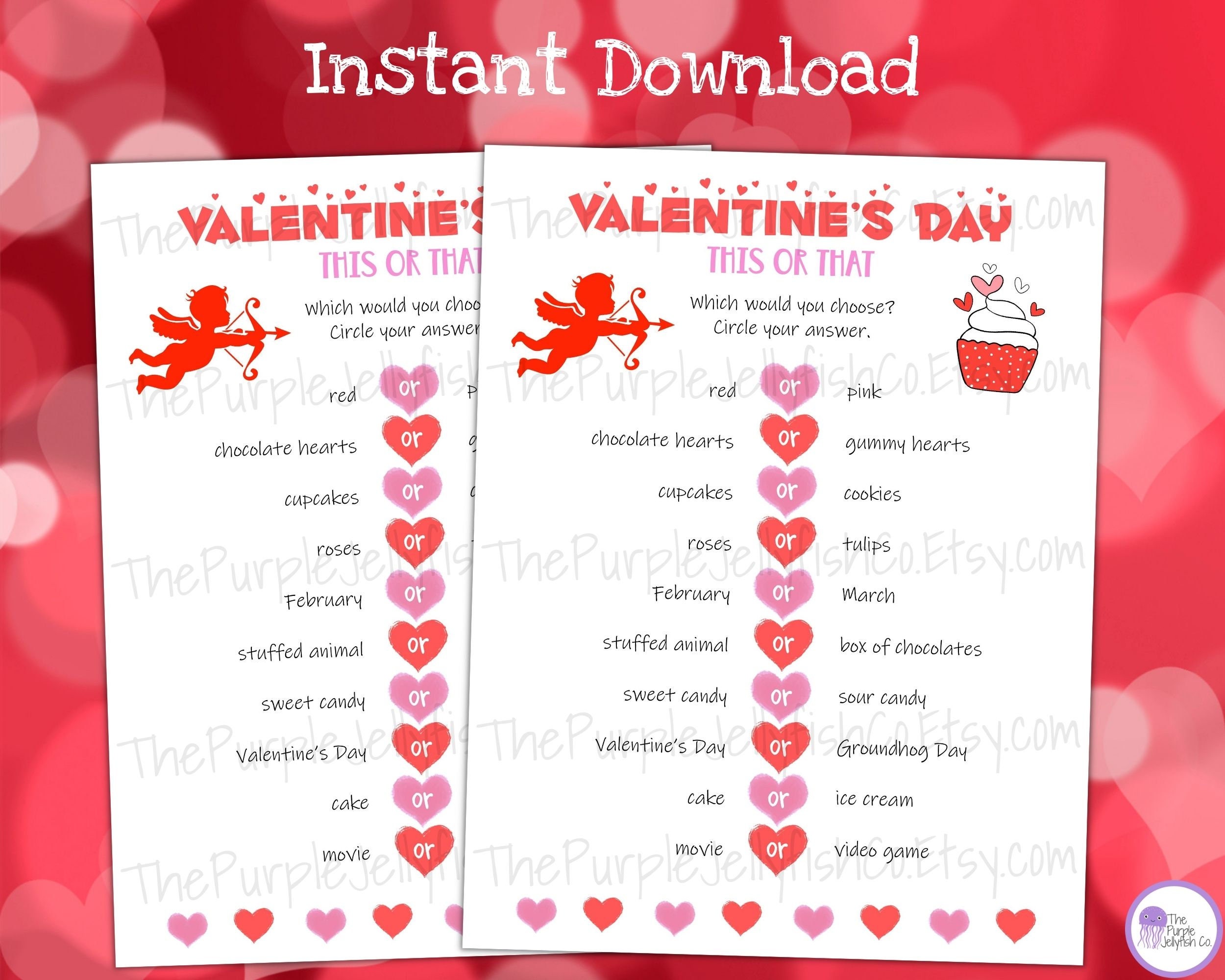 Valentines This or That Game Printable, Valentines Day Would You Rather ...