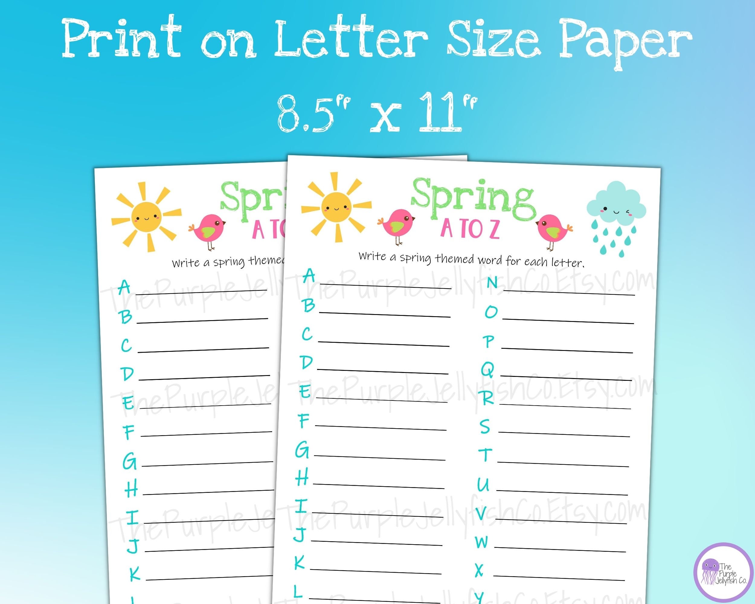 Spring A to Z Game, Printable Spring Game for Kids & Adults, Easter A-Z ...