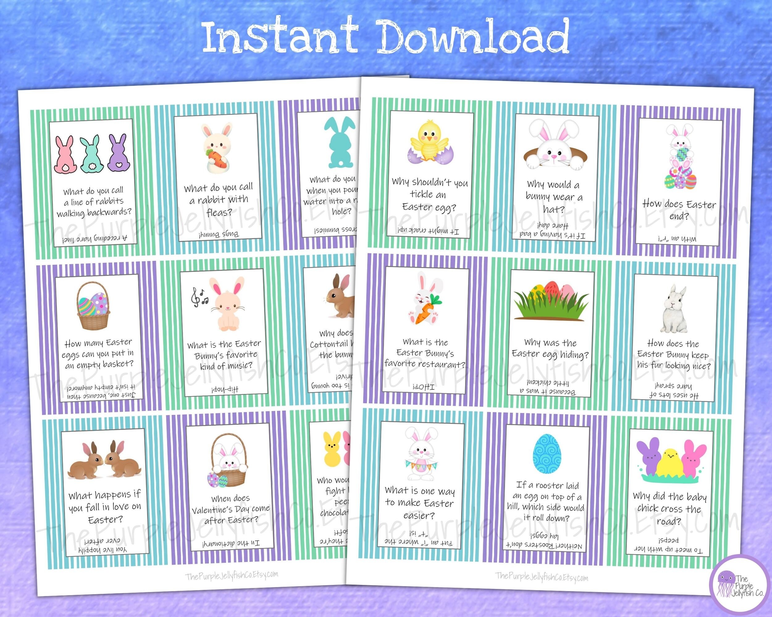 Easter Lunchbox Jokes, Printable Easter Lunch Box Notes, Joke Cards for ...