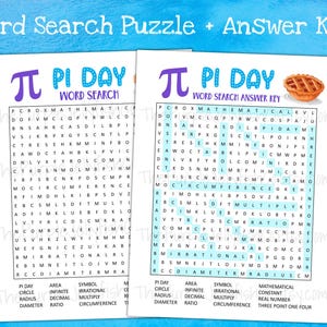 Pi Day Word Games Bundle, Printable Games for Kids, Word Game Printable ...