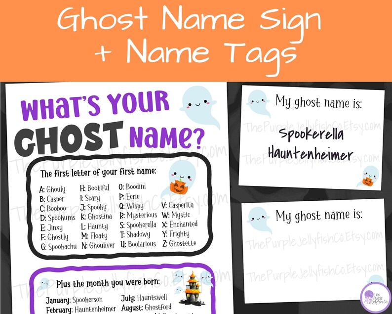 What's Your Ghost Name Game Printable Halloween Activity for Kids, Cute ...