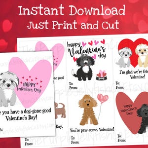 Puppy Valentine Cards Printable Dog Valentine's Day Gift Tag, School ...