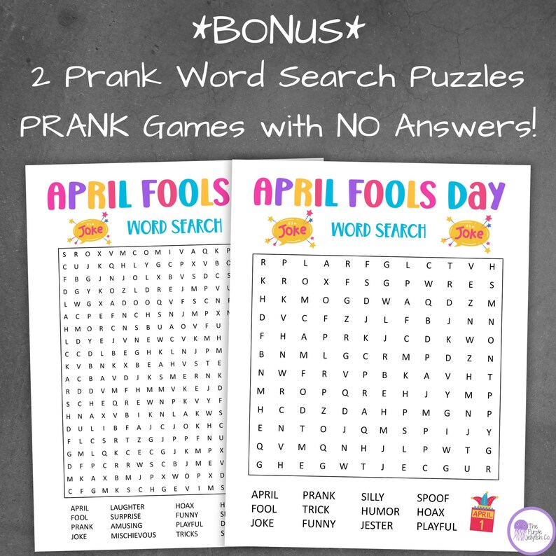 April Fools Day Word Search Printable, Funny April Fools Prank for Kids ...