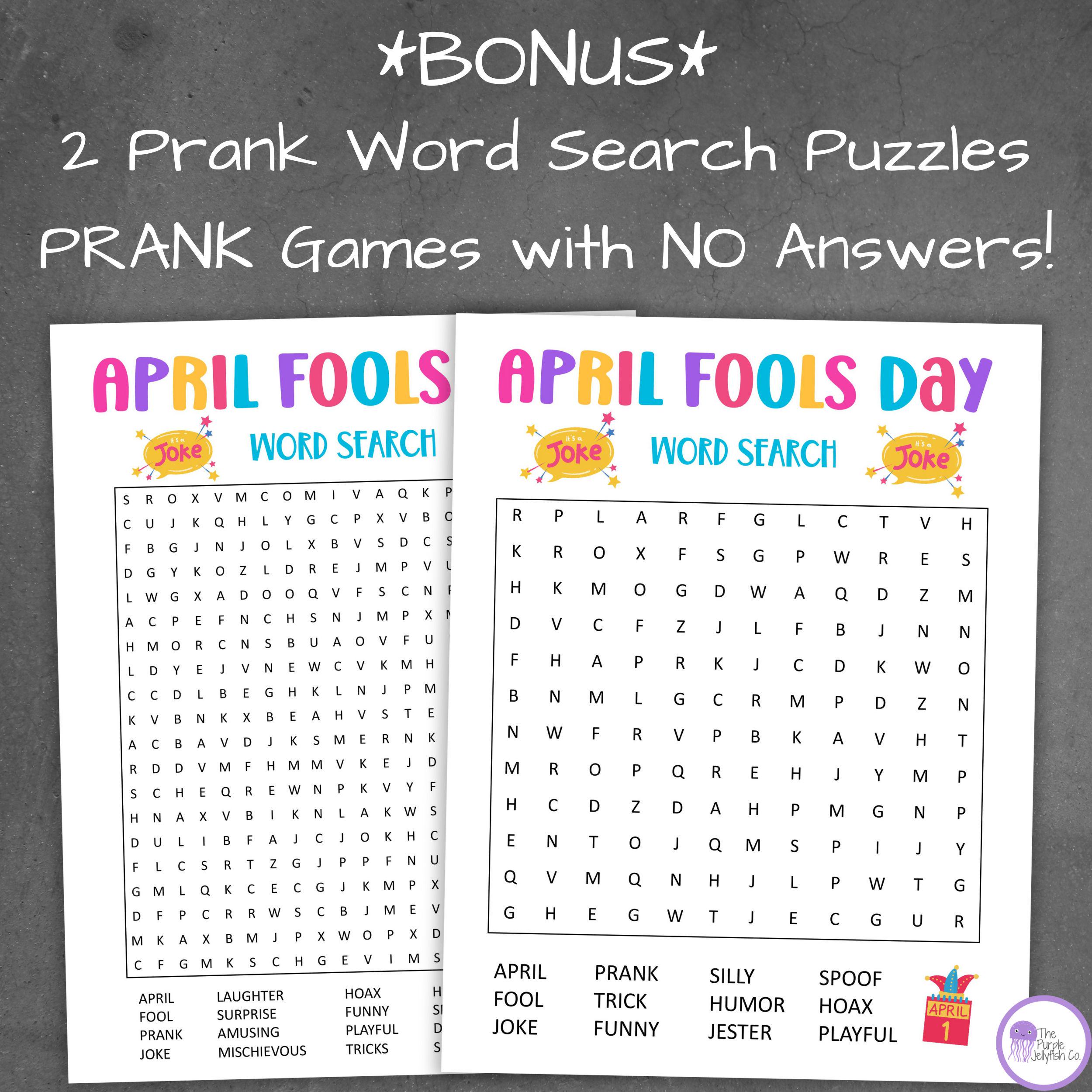April Fools Day Word Search Printable, Funny April Fools Prank for Kids ...