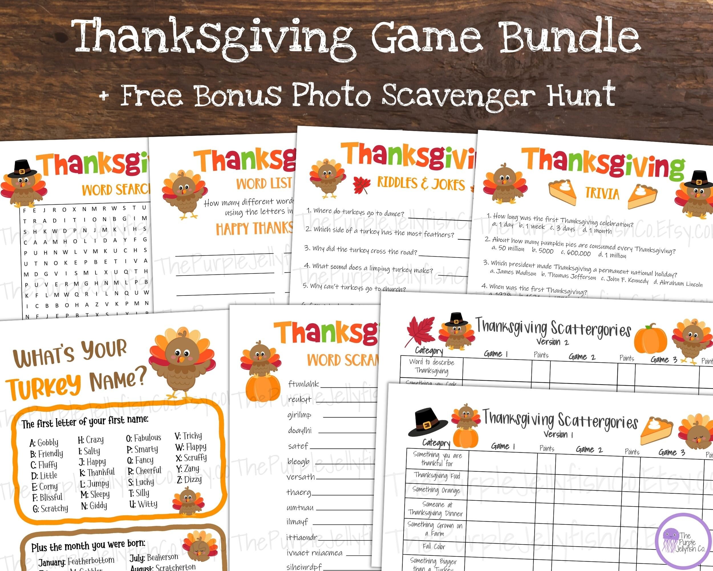 Thanksgiving Game Bundle, Thanksgiving Games Printable, Thanksgiving ...