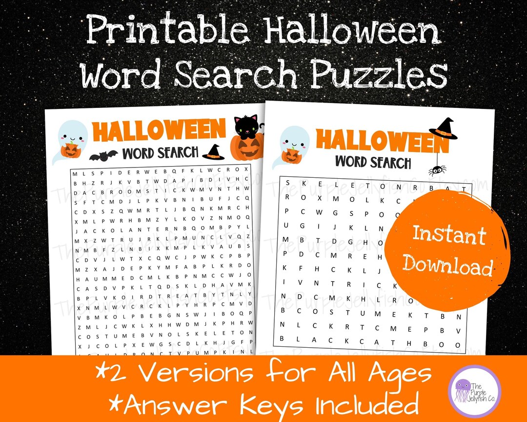 Halloween Word Search Games for Kids Teens & Adults, Halloween Activity ...