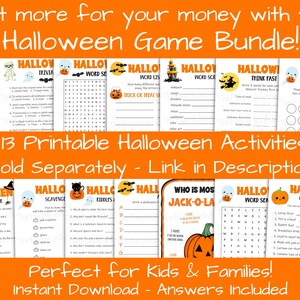 Halloween Think Fast Game Printable, Halloween Game for Kids Teens ...