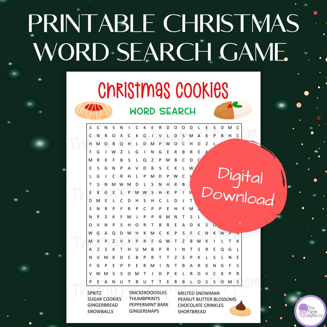 Christmas Cookie Printables, Christmas Word Search Puzzle, Christmas ...