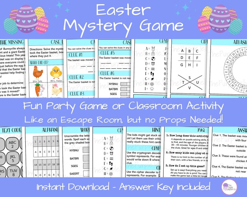 Easter Mystery Game for Kids Printable Easter Escape Room Game Teens ...
