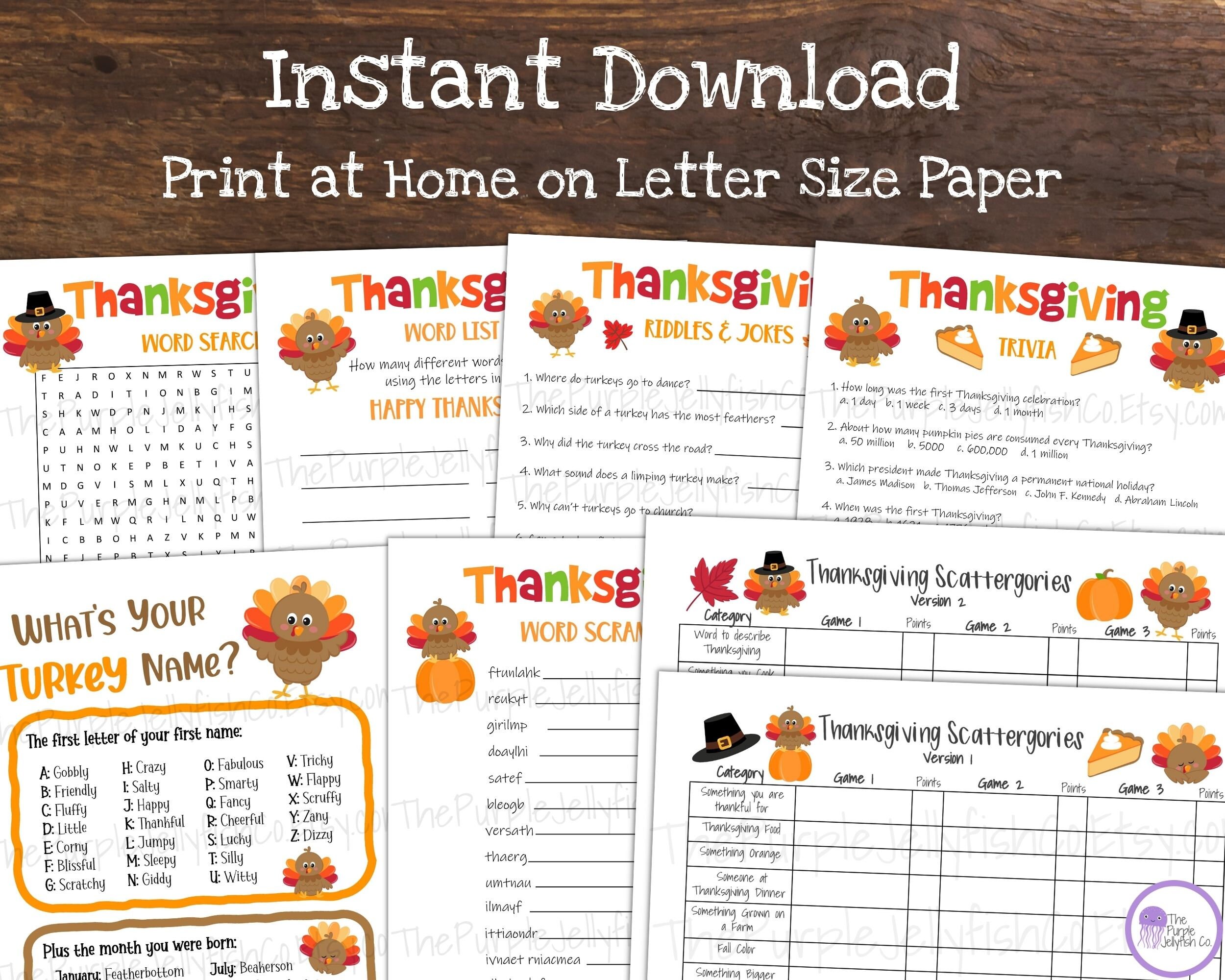 Thanksgiving Game Bundle, Thanksgiving Games Printable, Thanksgiving ...
