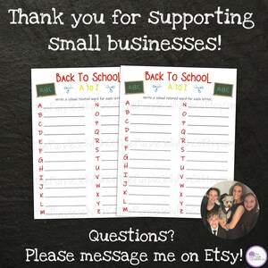 Back to School Alphabet Game for Kids A to Z Worksheet Printable First ...