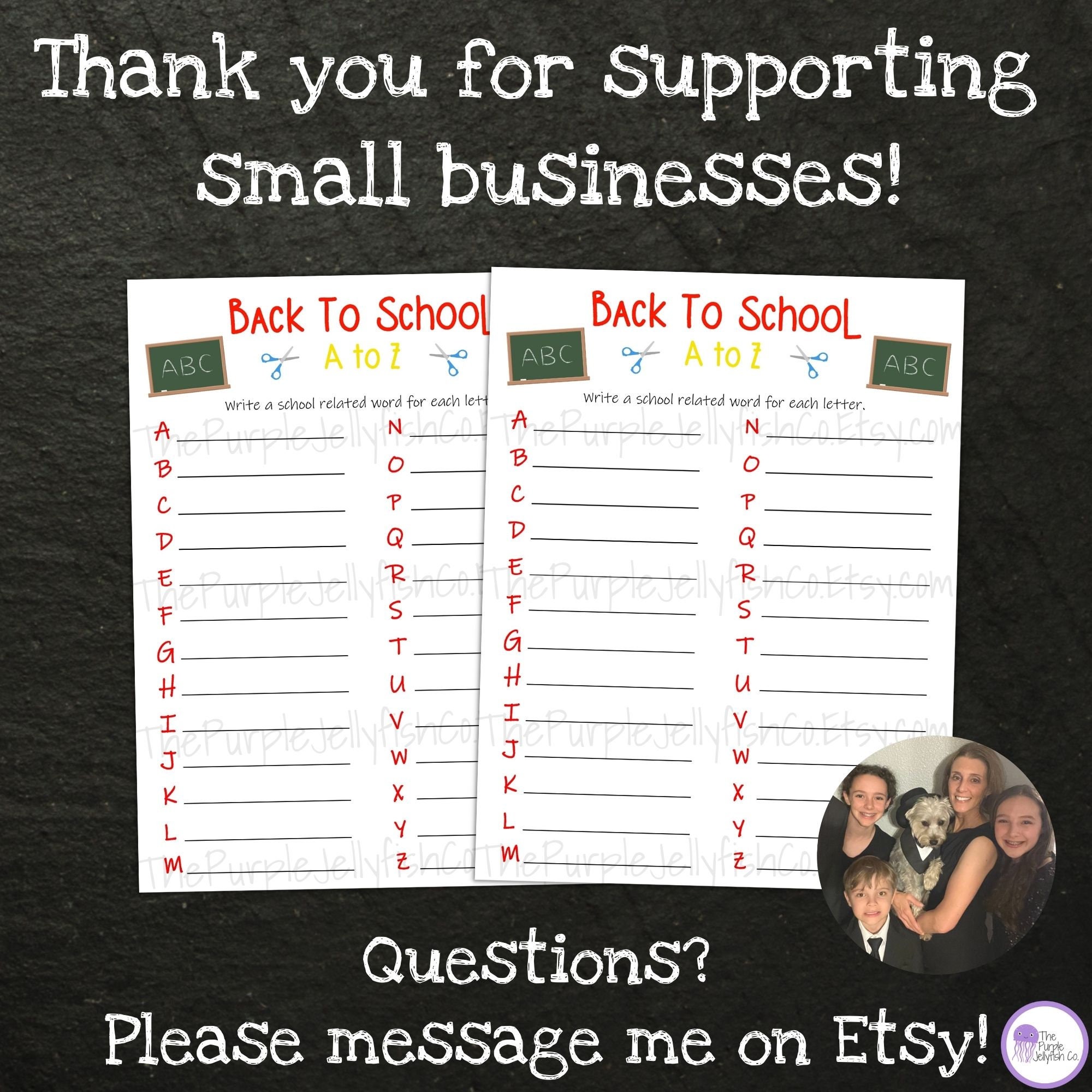 Back to School Alphabet Game for Kids A to Z Worksheet Printable First ...