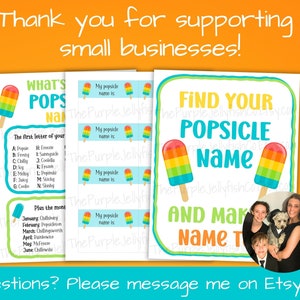 Popsicle Party Idea, What's Your Name Game Sign + Name Tags, Summer ...