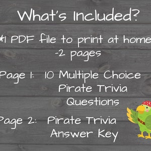 Pirate Trivia Game Printable, Pirate Party Idea, Talk Like a Pirate Day ...