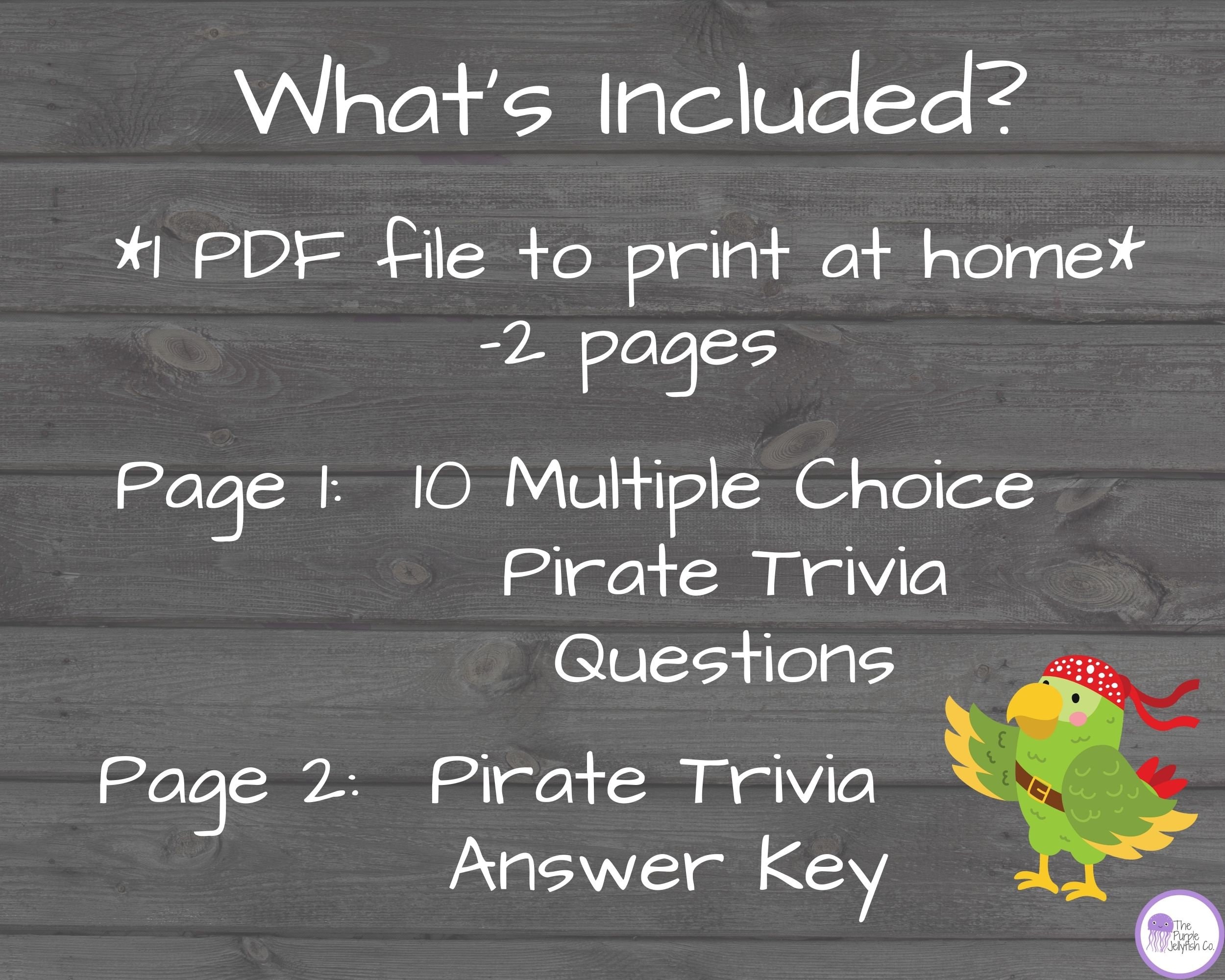 Pirate Trivia Game Printable, Pirate Party Idea, Talk Like a Pirate Day ...
