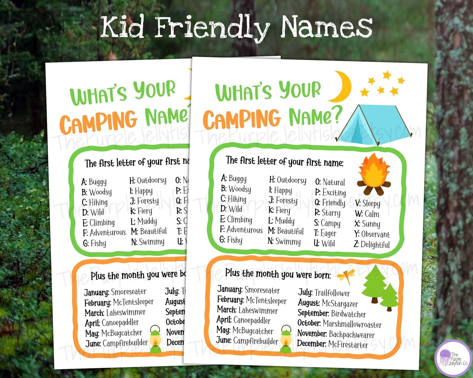 Camping Name Sign & Name Tags, Camping Birthday Party Decor, Summer ...
