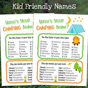 Camping Name Sign & Name Tags Camping Birthday Party Decor - Etsy