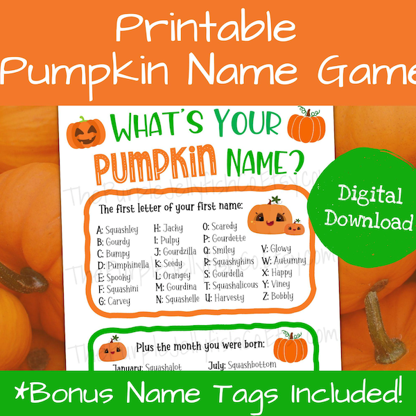 Pumpkin Name Tags - Etsy