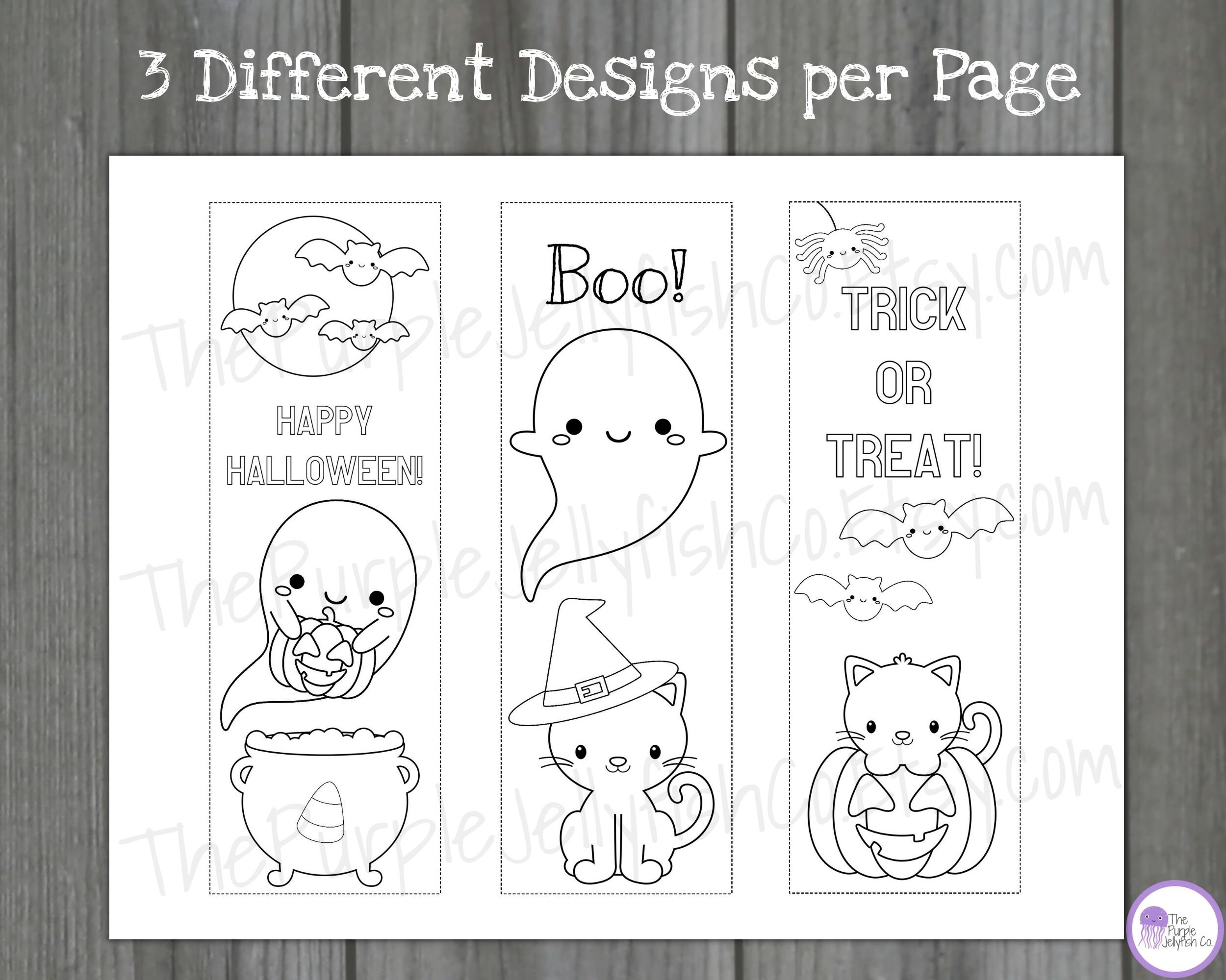 Halloween Coloring Bookmarks for Kids, Halloween Bookmark Printable ...