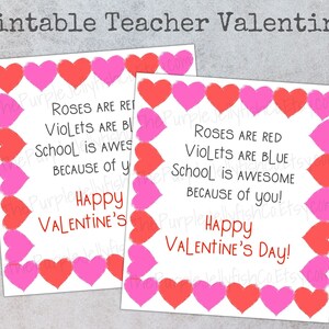 Valentines From Teacher to Student Valentines Cards Printable ...