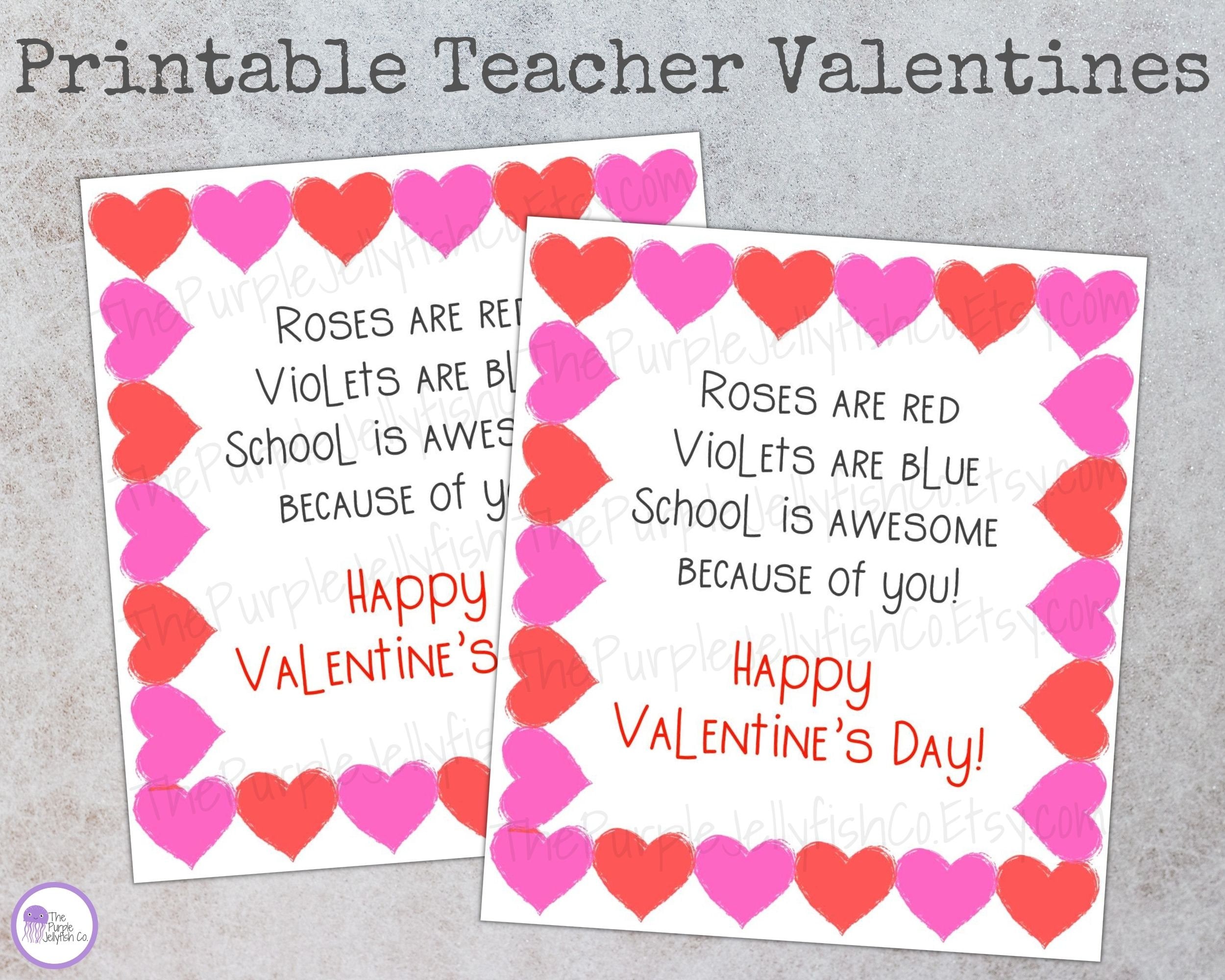 Teacher Valentines Printable, Valentine's Day Appreciation, Valentine ...