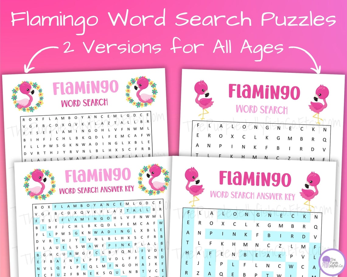 Flamingo Games for Kids & Adults, Flamingo Party Printable Activities ...