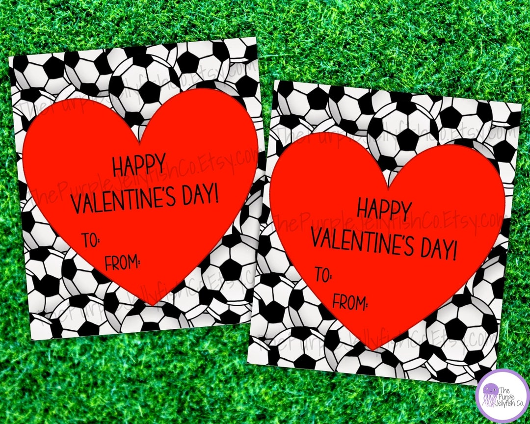 Soccer Valentines Tags, Printable Valentines Cards for Kids, Sports ...