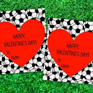 Soccer Valentines Tags, Printable Valentines Cards for Kids, Sports ...