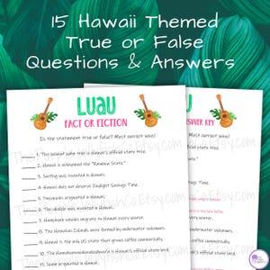 Luau Fact or Fiction Hawaii Trivia Game Printable, Hawaiian Party Idea ...