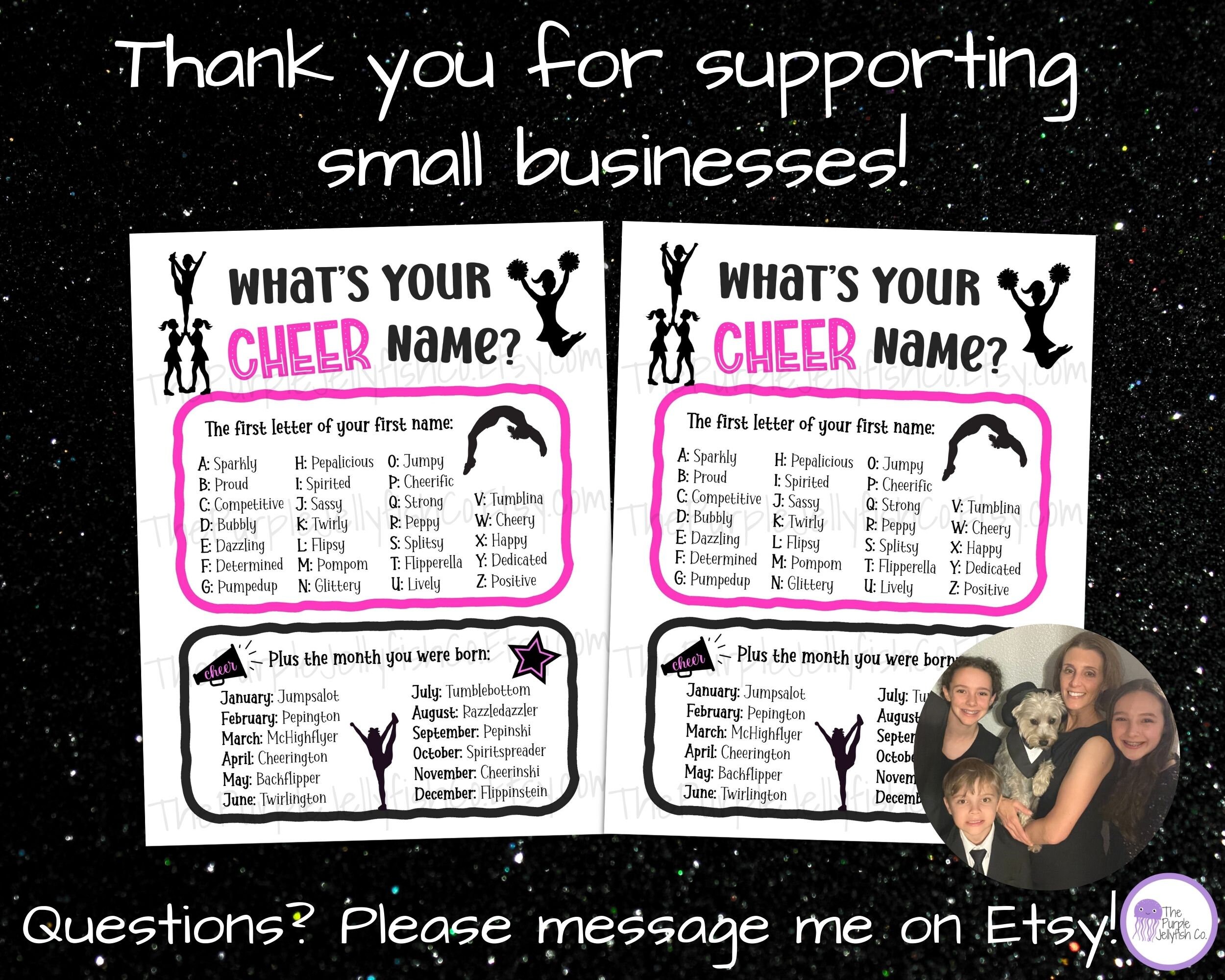 What's Your Cheer Name Game, Printable Cheer Party Decor, Cheer ...