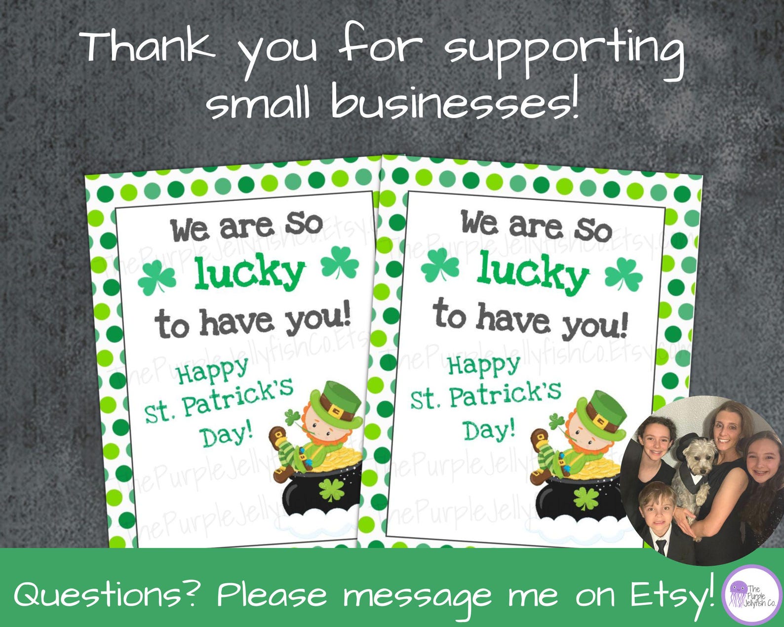 St. Patrick's Day Gift Tags Printable, St. Pattys Day Treat Tag, Thank ...