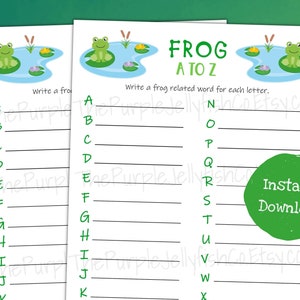 Frog A to Z Game, Printable Word Game for Kids, Frog Classroom Activity ...