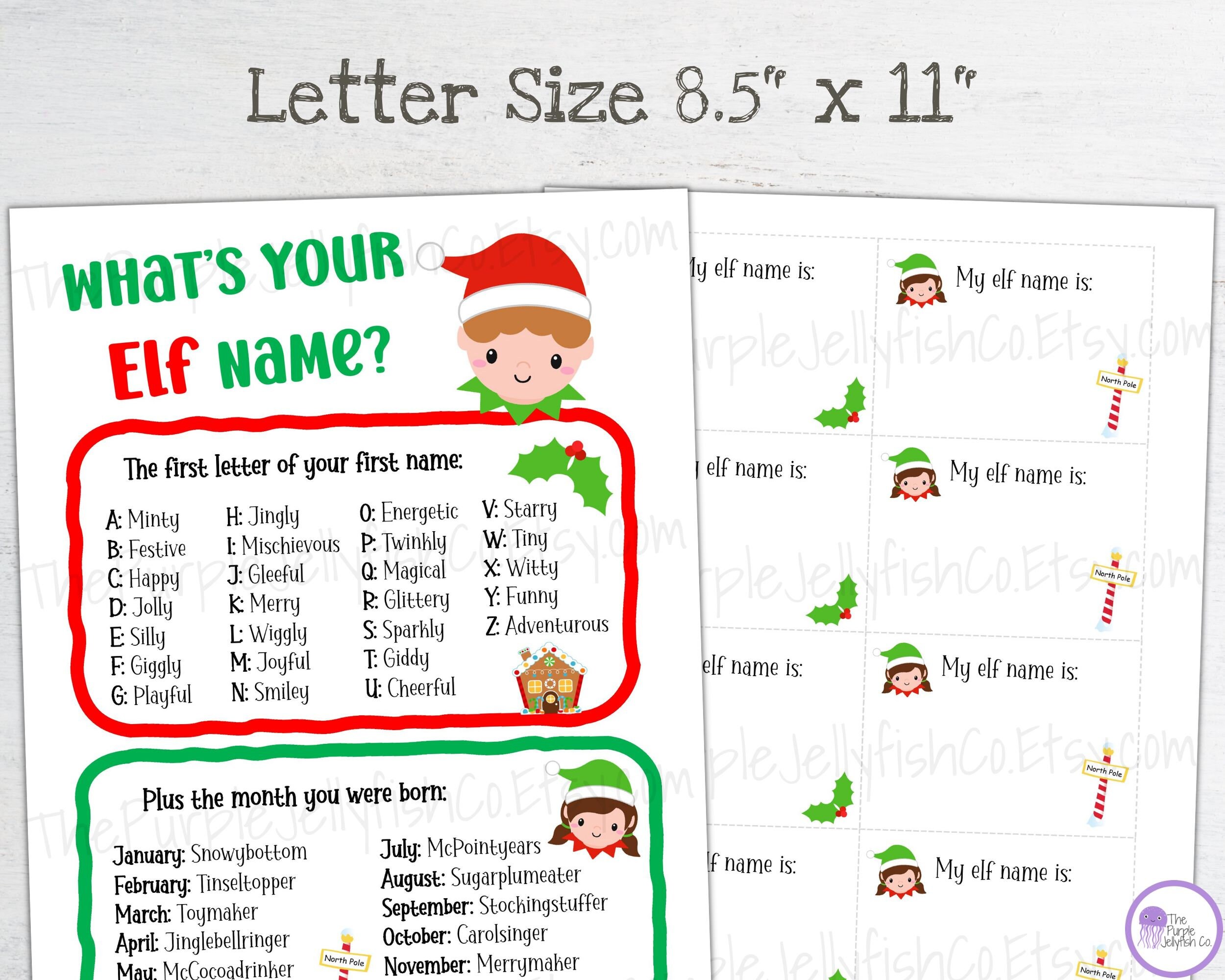 Elf Name Game Name Tags, Christmas Activity for Kids, What's Your Elf ...
