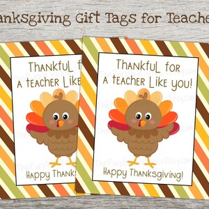 Thankful for Teacher Gift Tag, Thanksgiving Teacher Tag, Teacher ...
