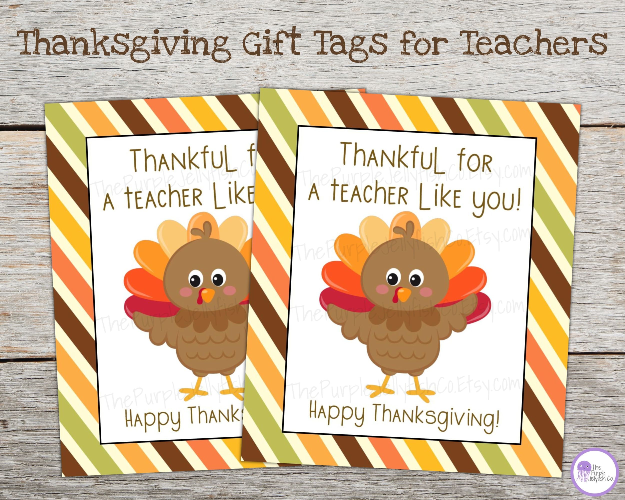 Thankful for Teacher Gift Tag, Thanksgiving Teacher Tag, Teacher ...