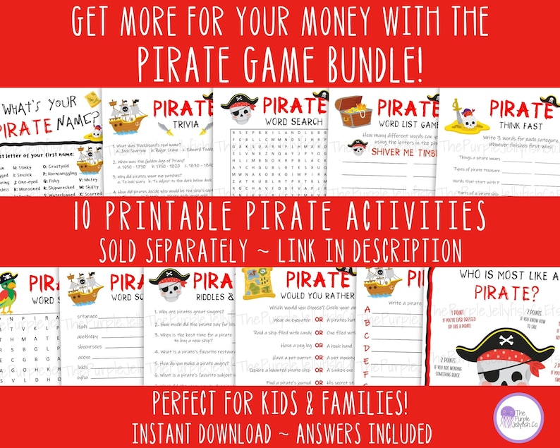 Pirate Trivia Game Printable, Pirate Party Idea, Talk Like a Pirate Day ...